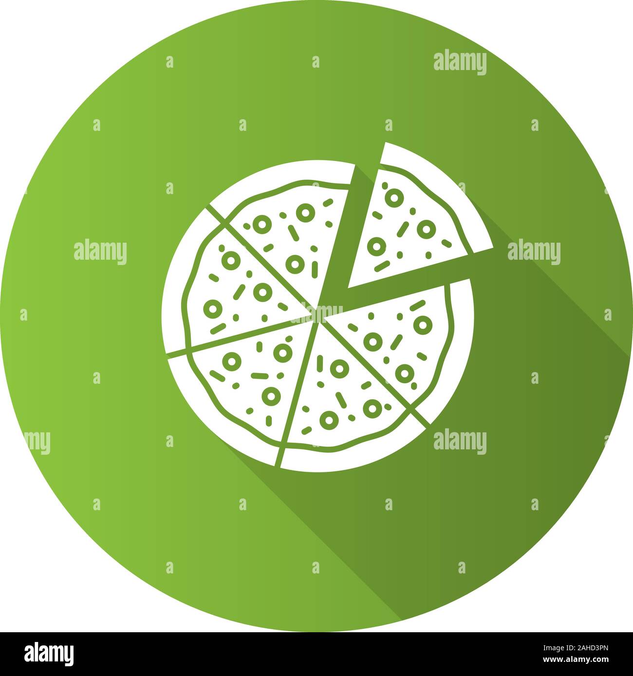 Pizza with one slice separated flat design long shadow glyph icon ...