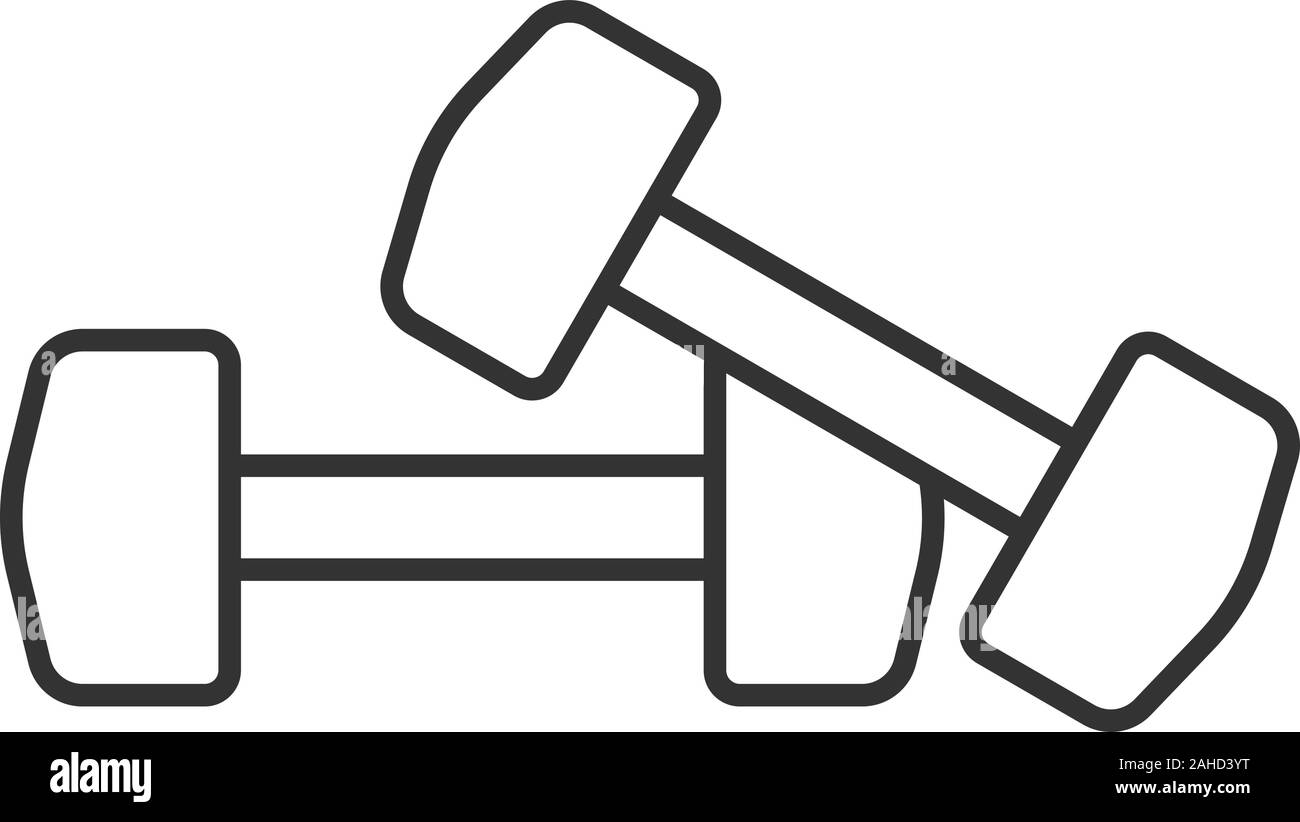 Dumbbells linear icon. Thin line illustration. Fitness equipment ...