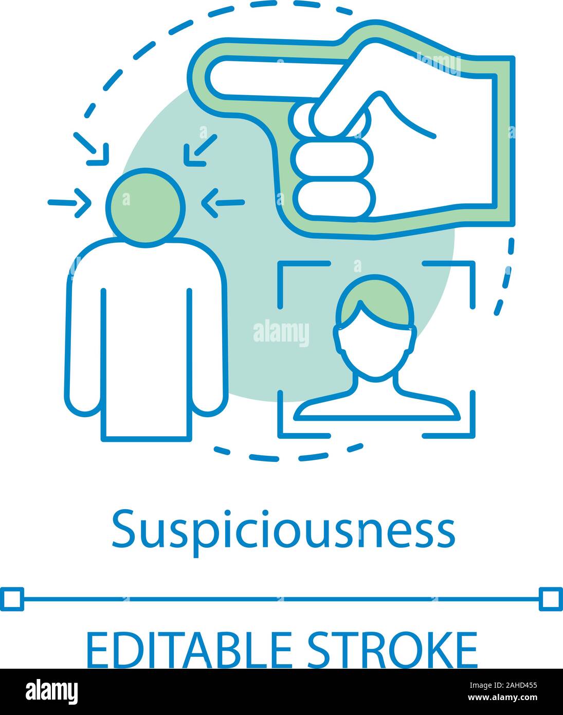 Suspiciousness concept icon. Mistrust idea thin line illustration. Law ...