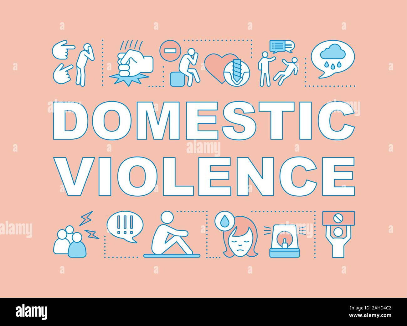Domestic violence word concepts banner. Physical assault. Family abuse ...