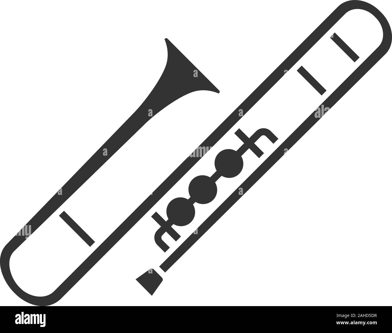 Trombone glyph icon. Trumpet. Silhouette symbol. Negative space. Vector ...