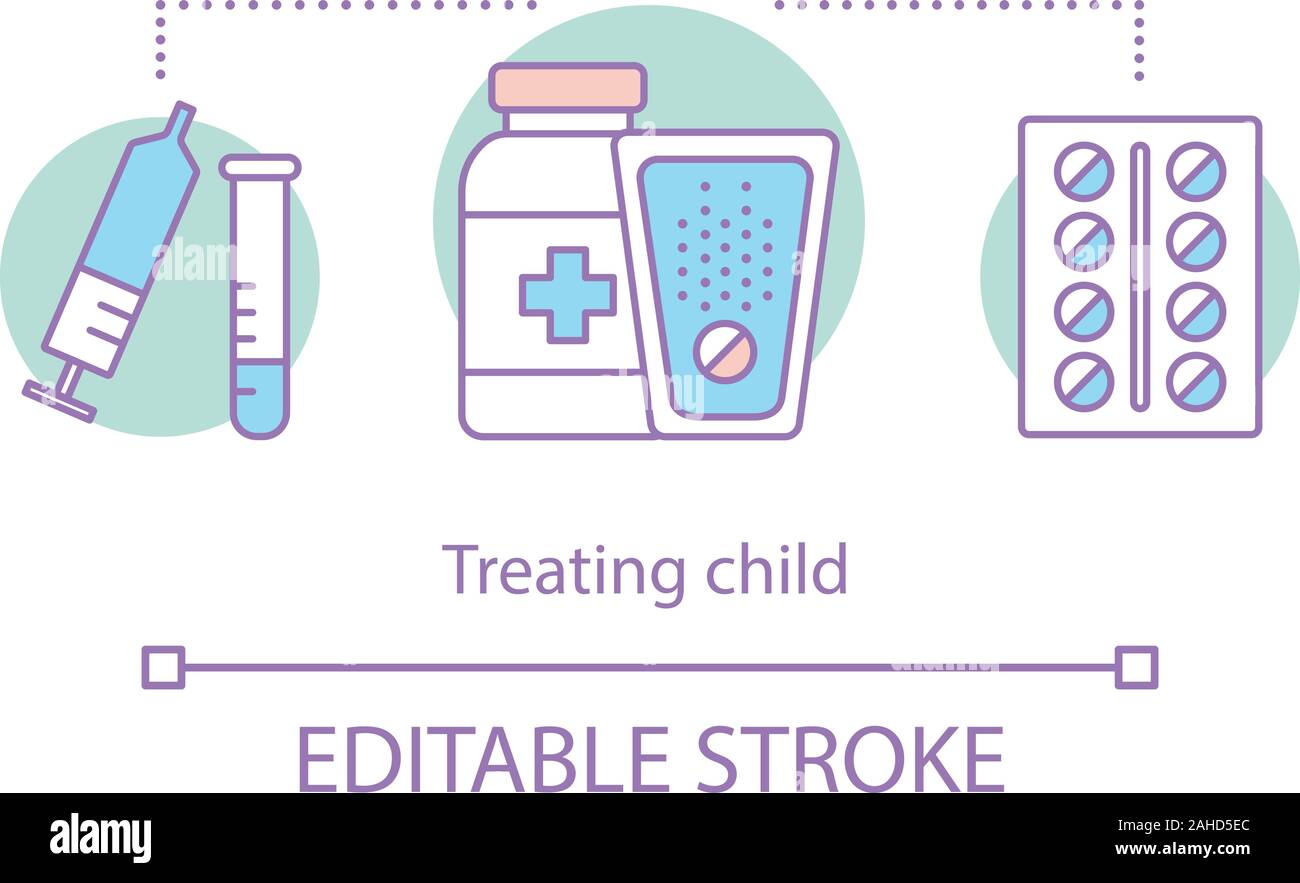 Treating child concept icon. Childcare idea thin line illustration ...