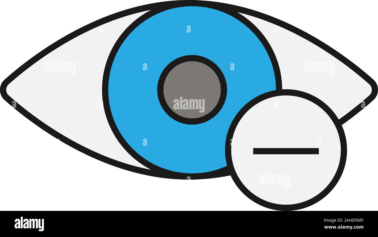 Human eye with minus sign color icon. Nearsighted vision. Myopia ...