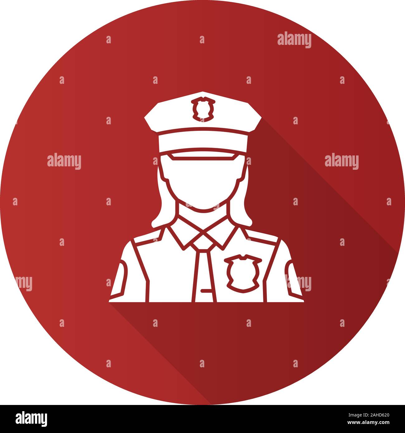 Policewoman flat design long shadow glyph icon. Police officer. Cop ...