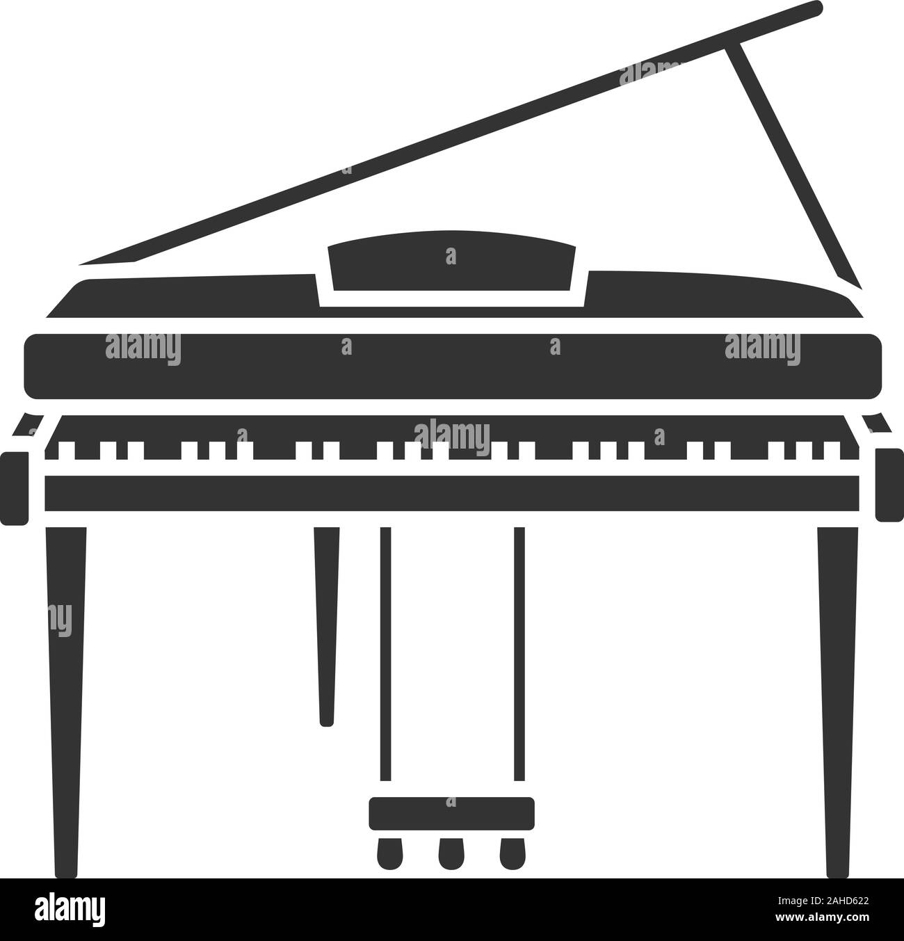 Piano glyph icon. Fortepiano. Silhouette symbol. Negative space. Vector ...