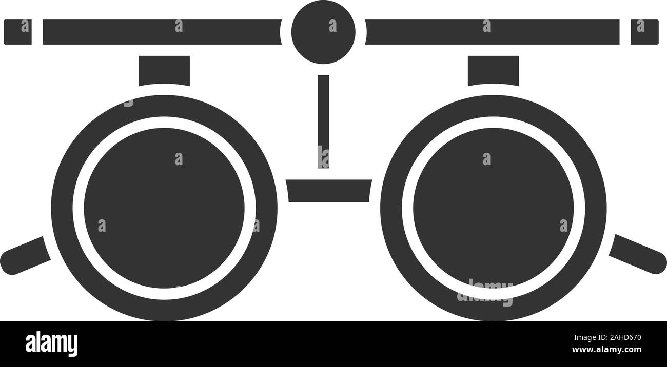 Eye exam glasses glyph icon. Optometry. Visual acuity testing ...