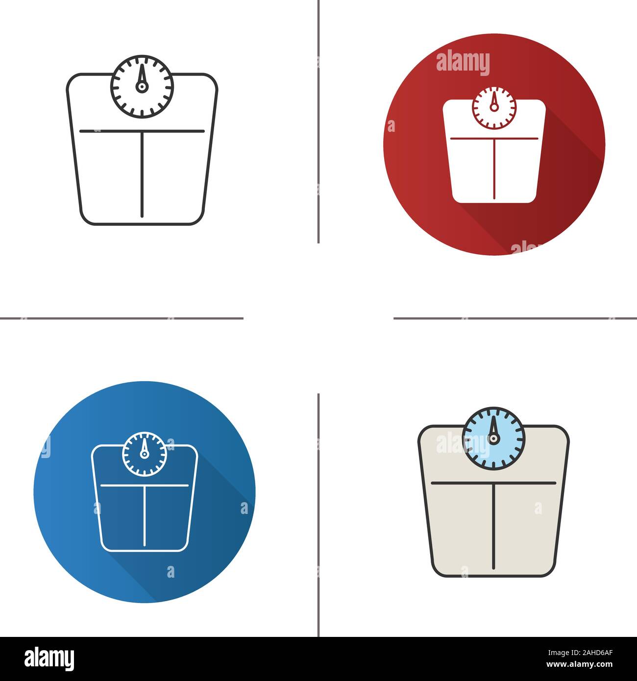 Bathroom scales icon. Flat design, linear and color styles. Floor ...