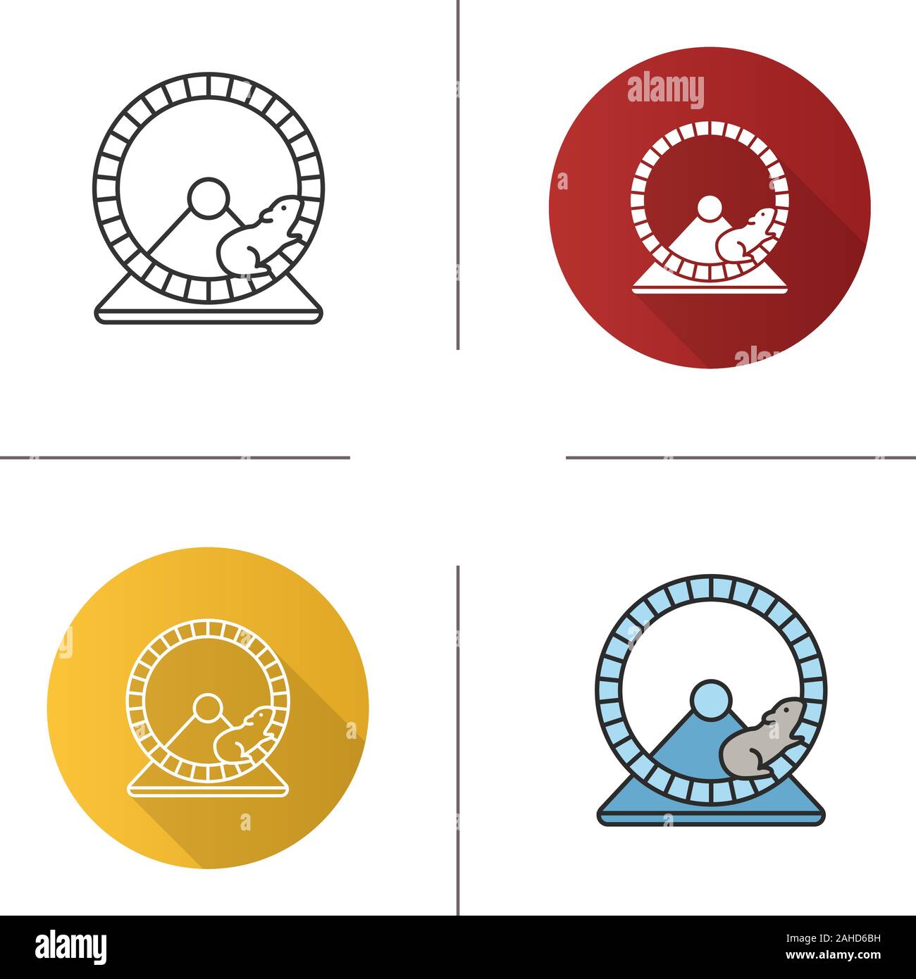 Hamster wheel icon. Flat design, linear and color styles. Rodent cage ...