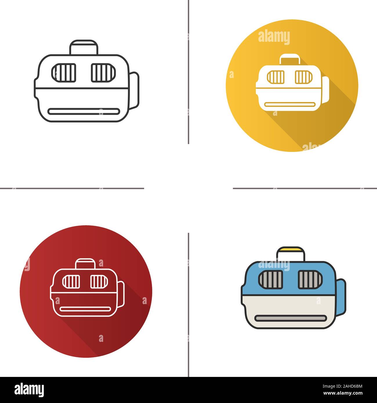Pet carrier icon. Flat design, linear and color styles. Dog's ...
