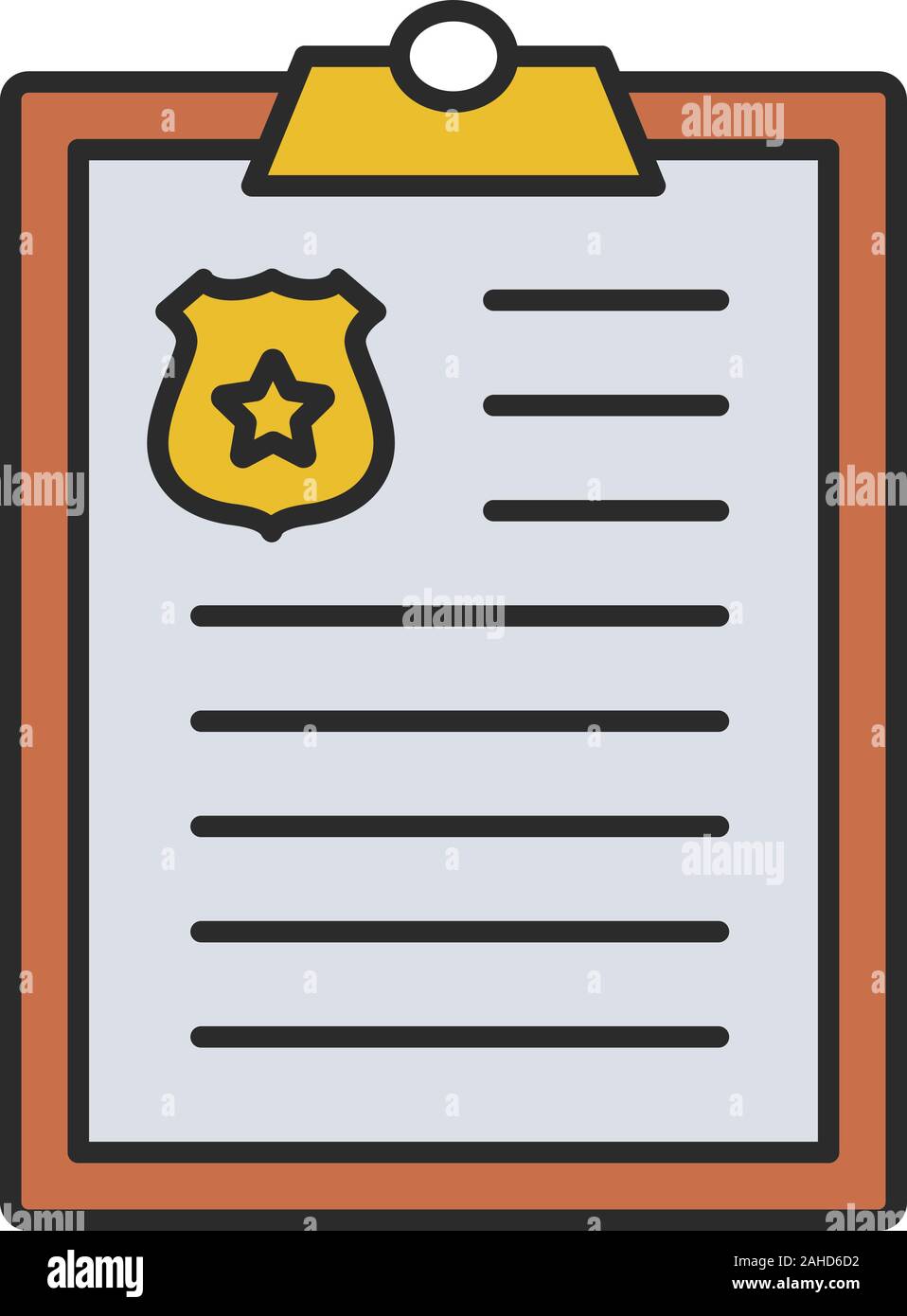 Police report color icon. Parking fine. Traffic ticket. Isolated vector ...