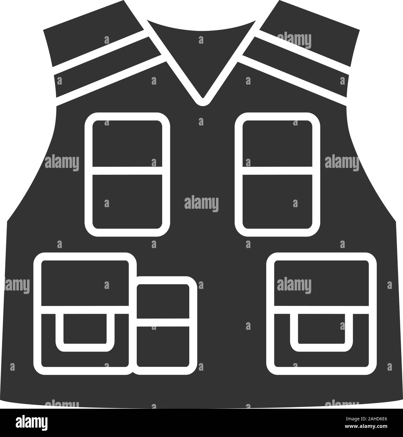 Police tactical vest glyph icon. Bulletproof waistcoat. Fisherman ...