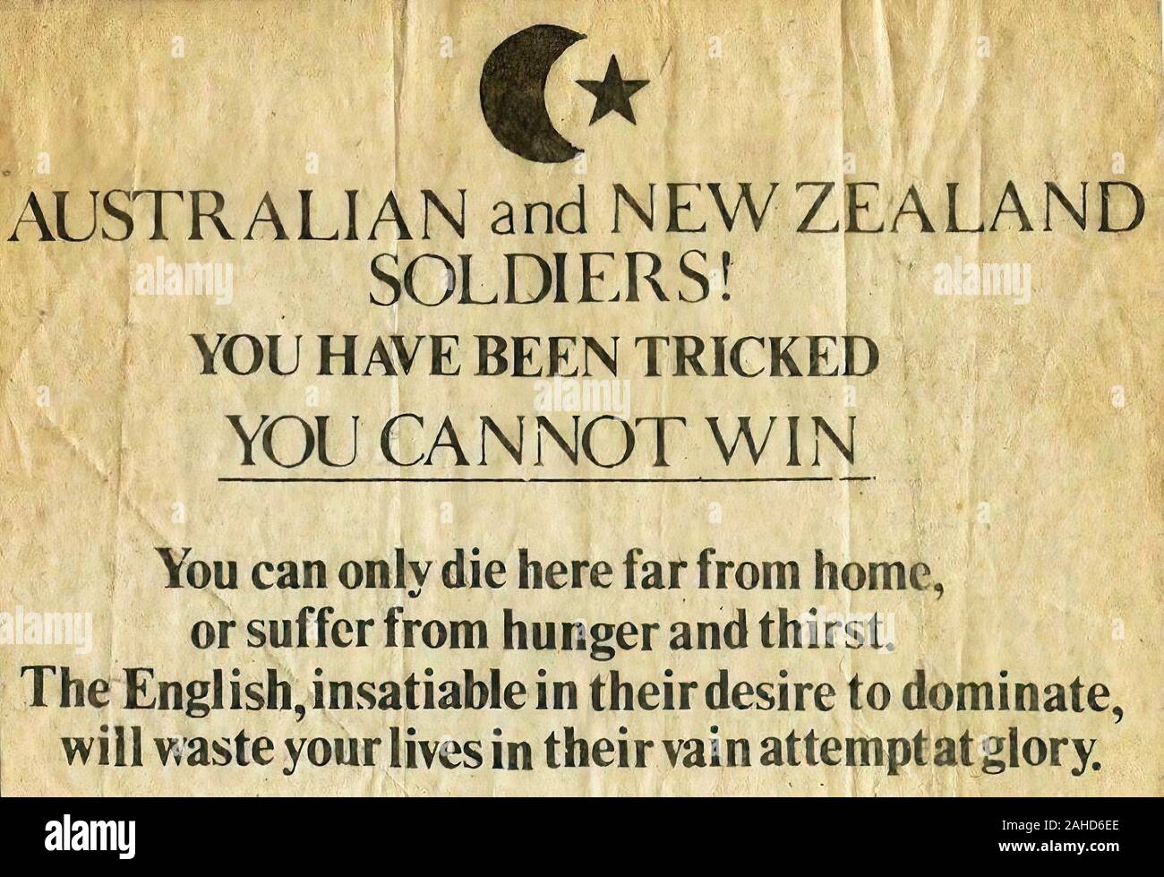 Ottoman Propaganda Poster at Gallipoli 1915-16 Stock Photo - Alamy