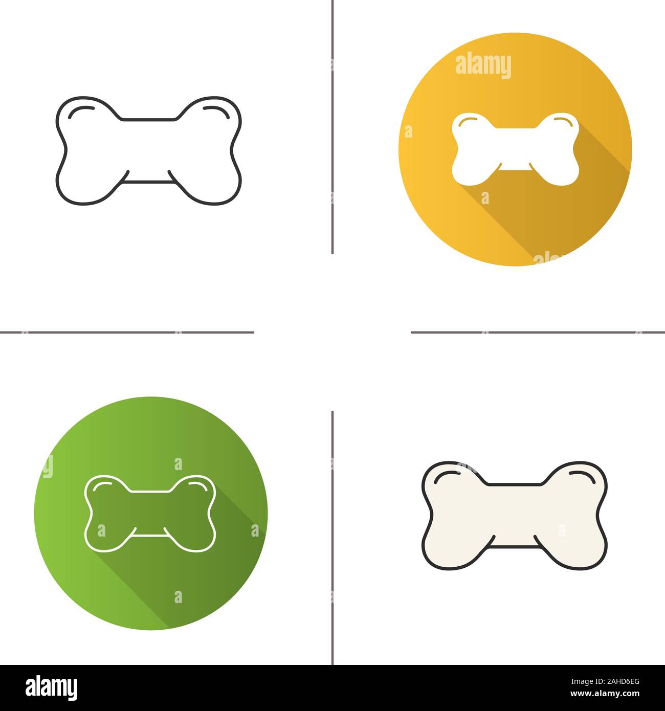 Dog's bone toy icon. Flat design, linear and color styles. Chew toy ...