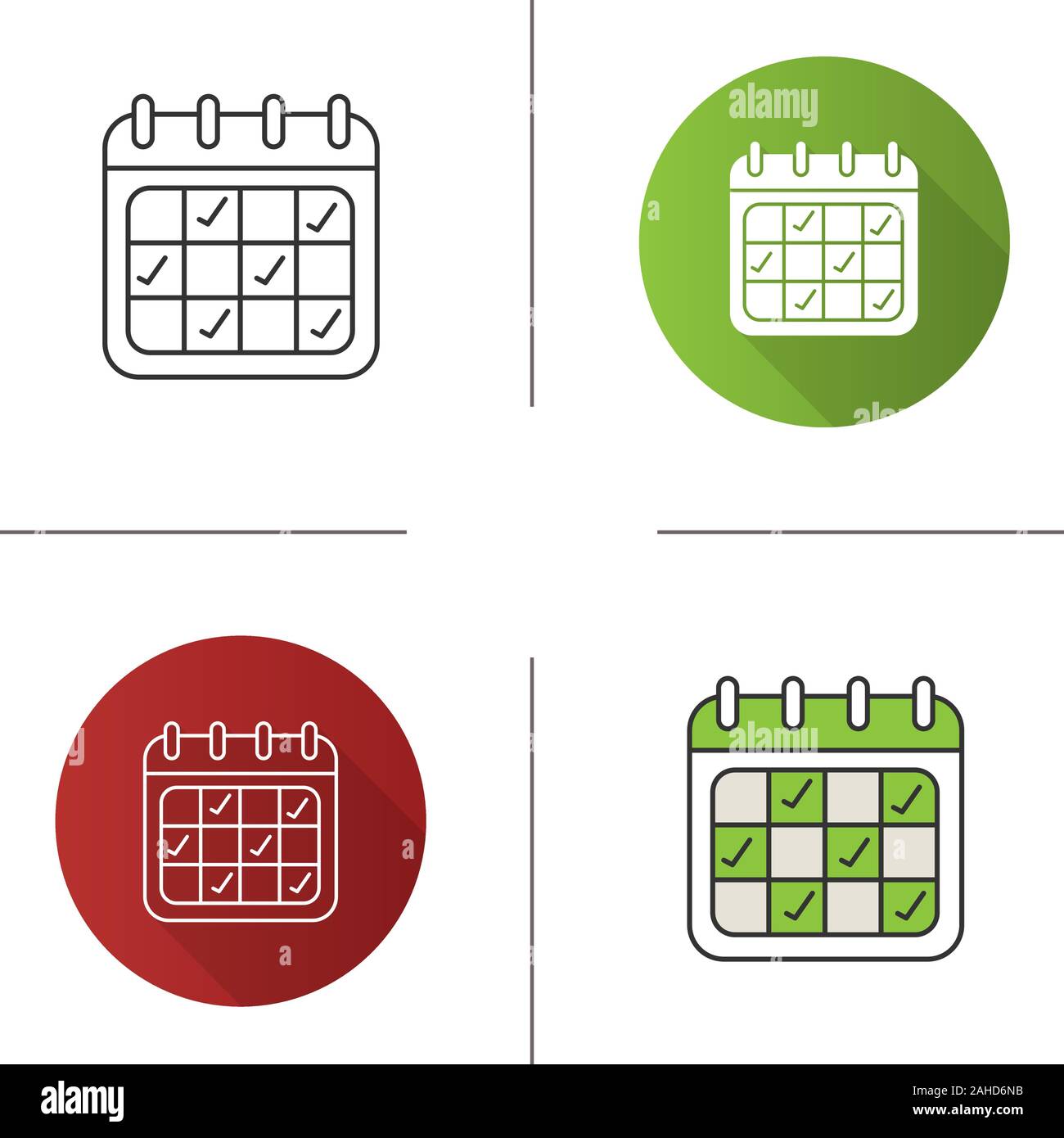 Calendar icon. Flat design, linear and color styles. Daily organizer ...