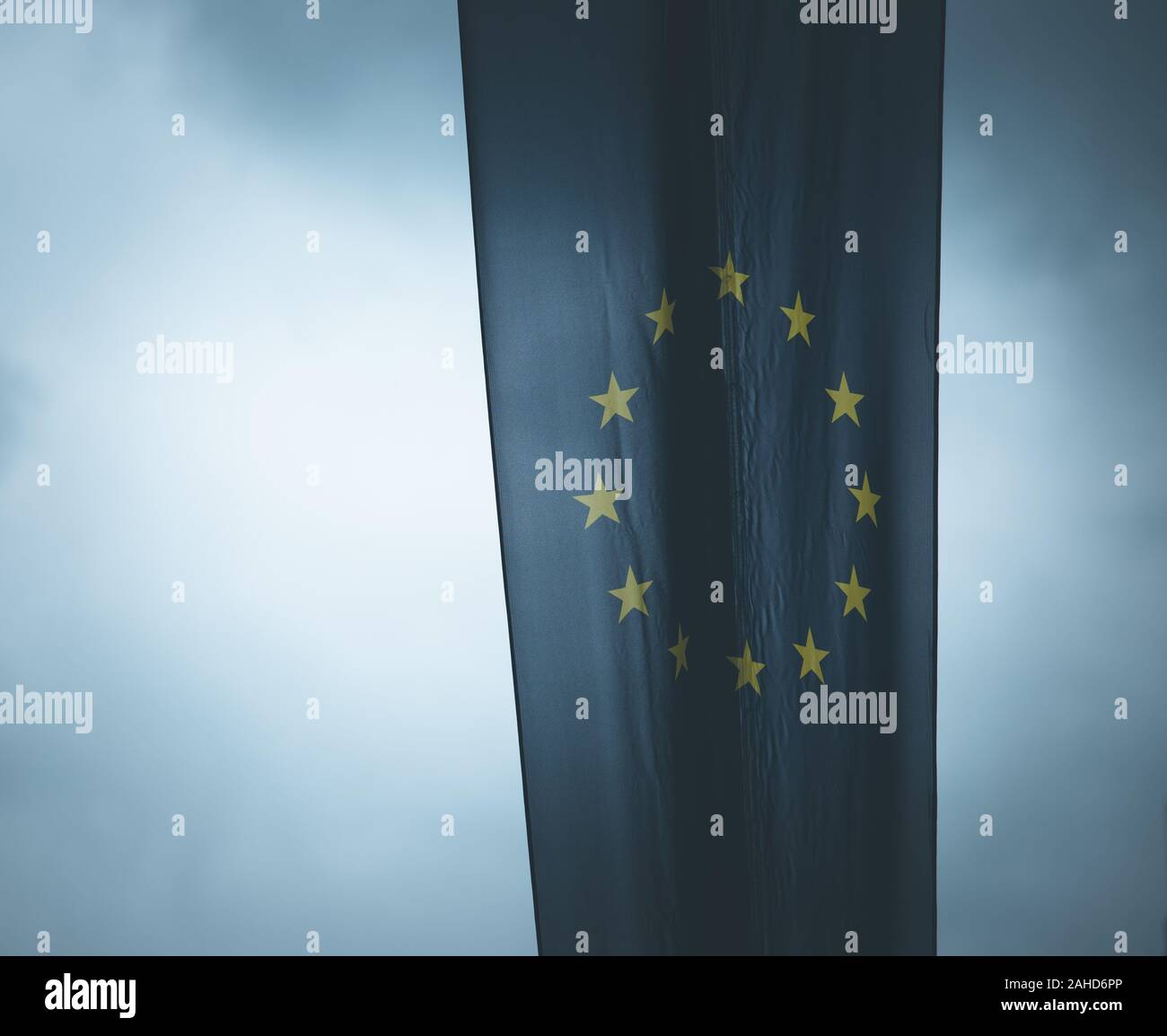 Flag of the European Union on a gloomy, rainy day Stock Photo - Alamy