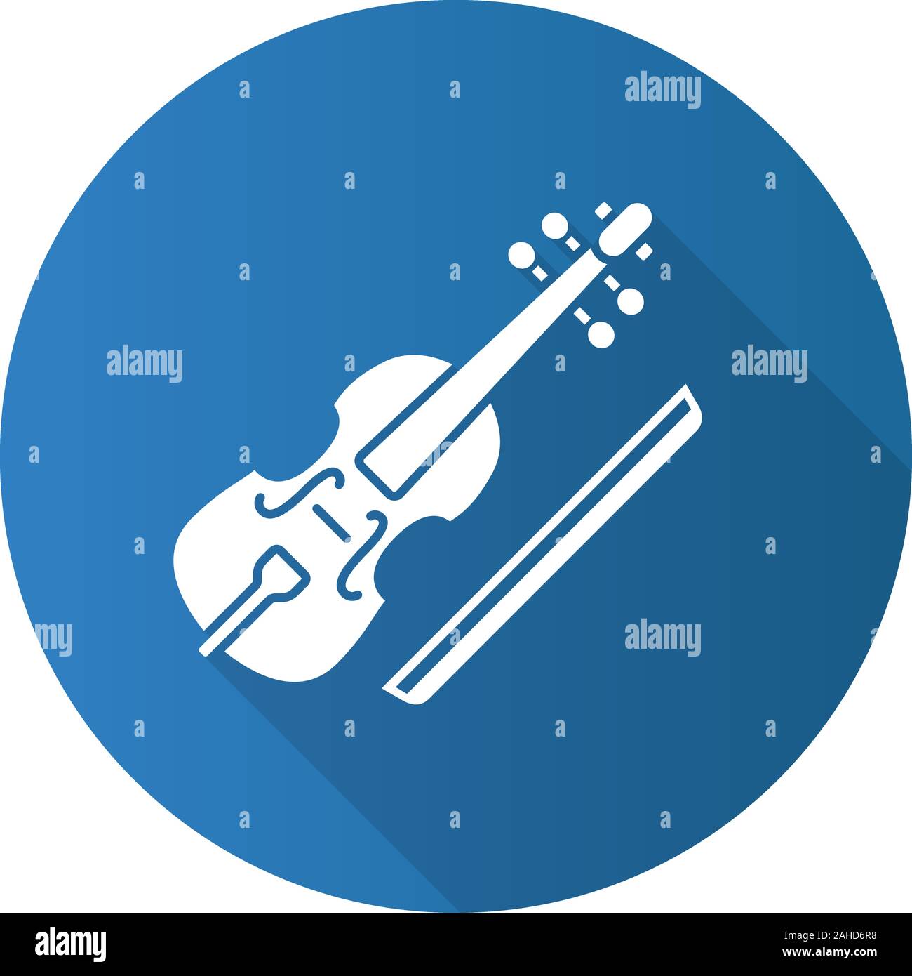 Viola and bow flat design long shadow glyph icon. Cello. Vector ...