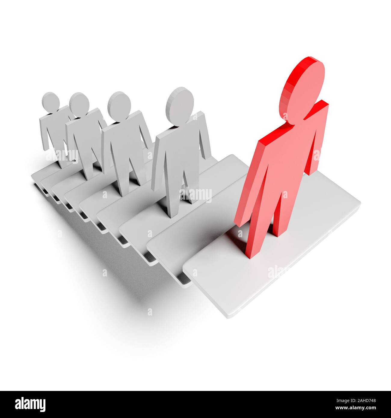 3d people stand on the stairs. On the top step is a red man. Business ...