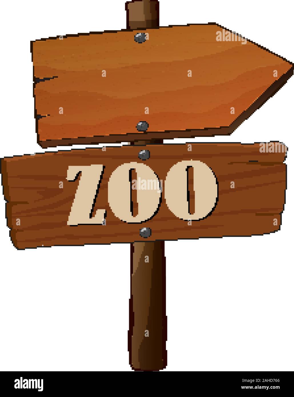 Wooden sign of zoo on white background illustration Stock Vector Image ...