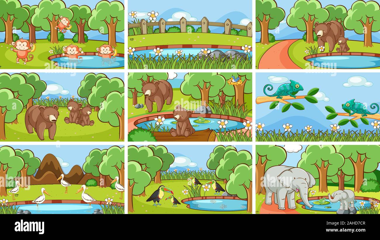Background scenes of animals in the wild illustration Stock Vector ...