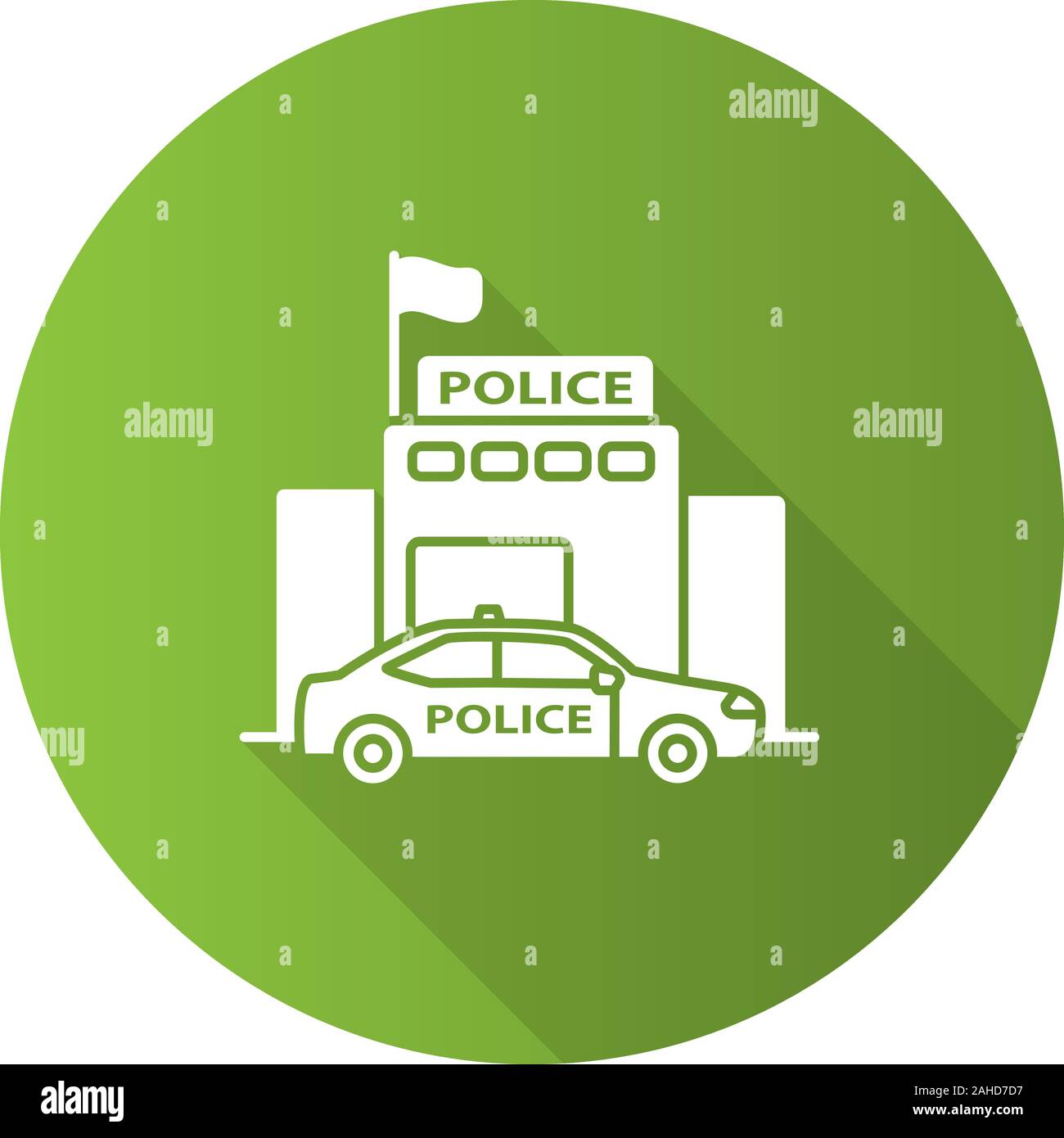 Police department building flat design long shadow glyph icon. Vector ...