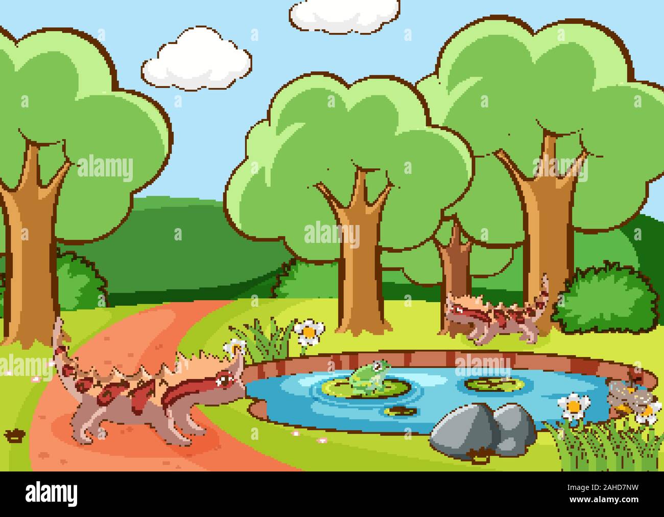 Scene with lizard in the park illustration Stock Vector Image & Art - Alamy
