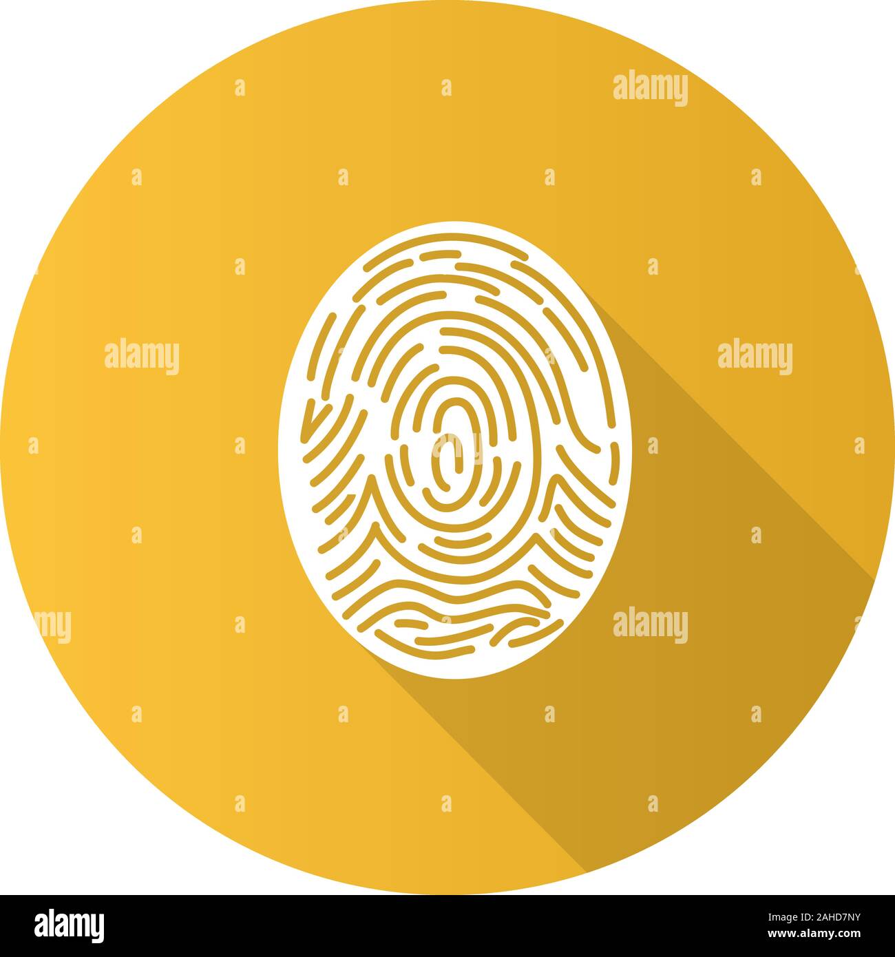 Fingerprint flat design long shadow glyph icon. Finger identification ...