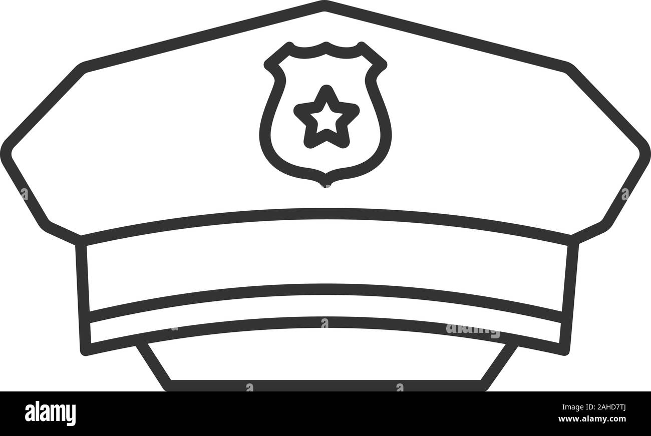 Policeman hat linear icon. Thin line illustration. Cop cap. Contour ...