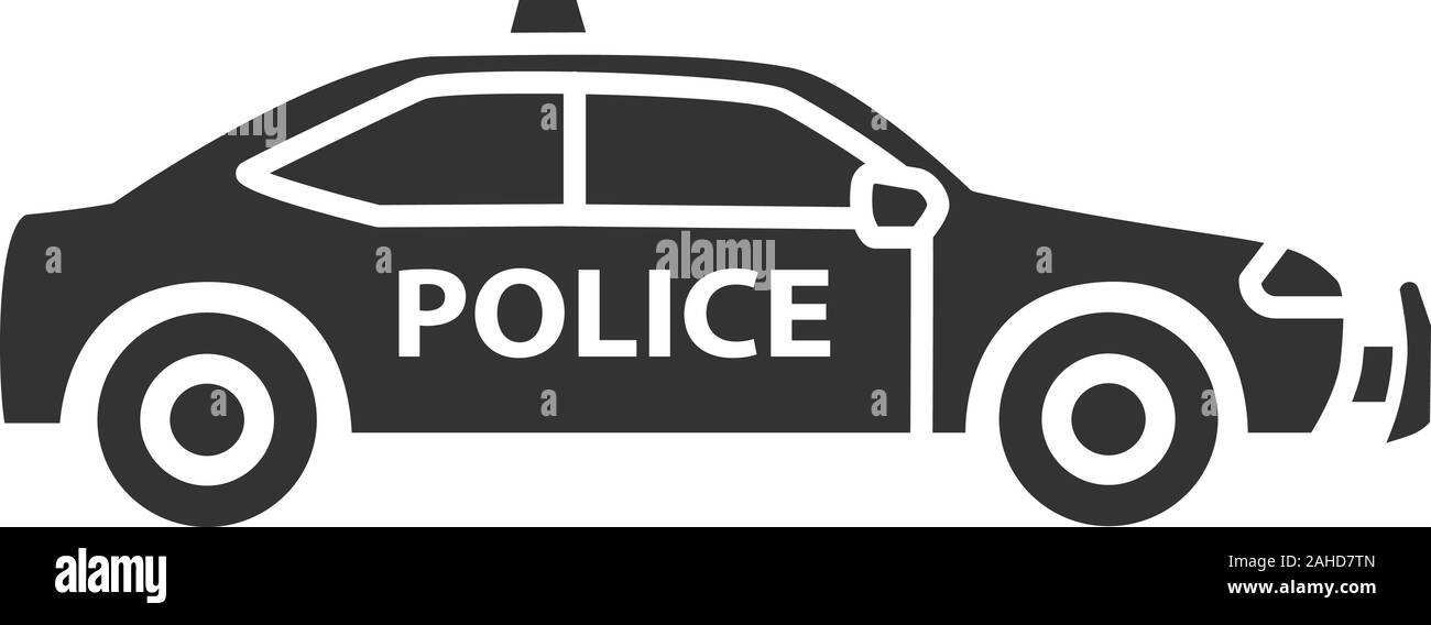 Police car glyph icon. Silhouette symbol. Negative space. Vector ...