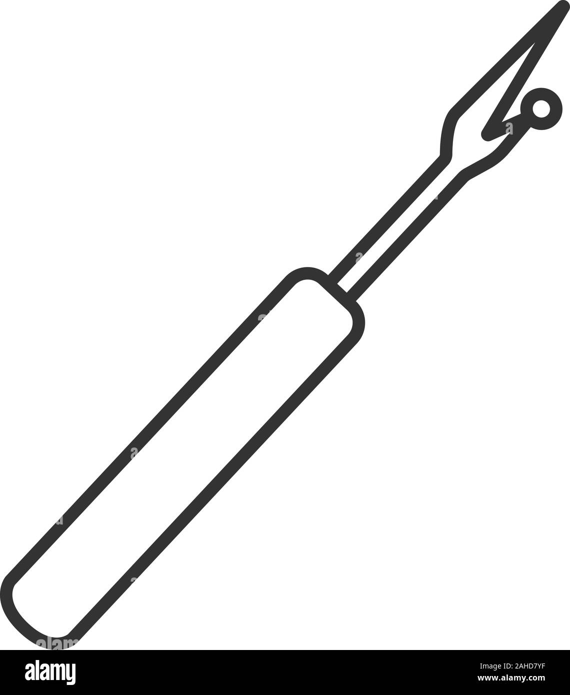 Sewing seam ripper linear icon. Thin line illustration. Stitch ...