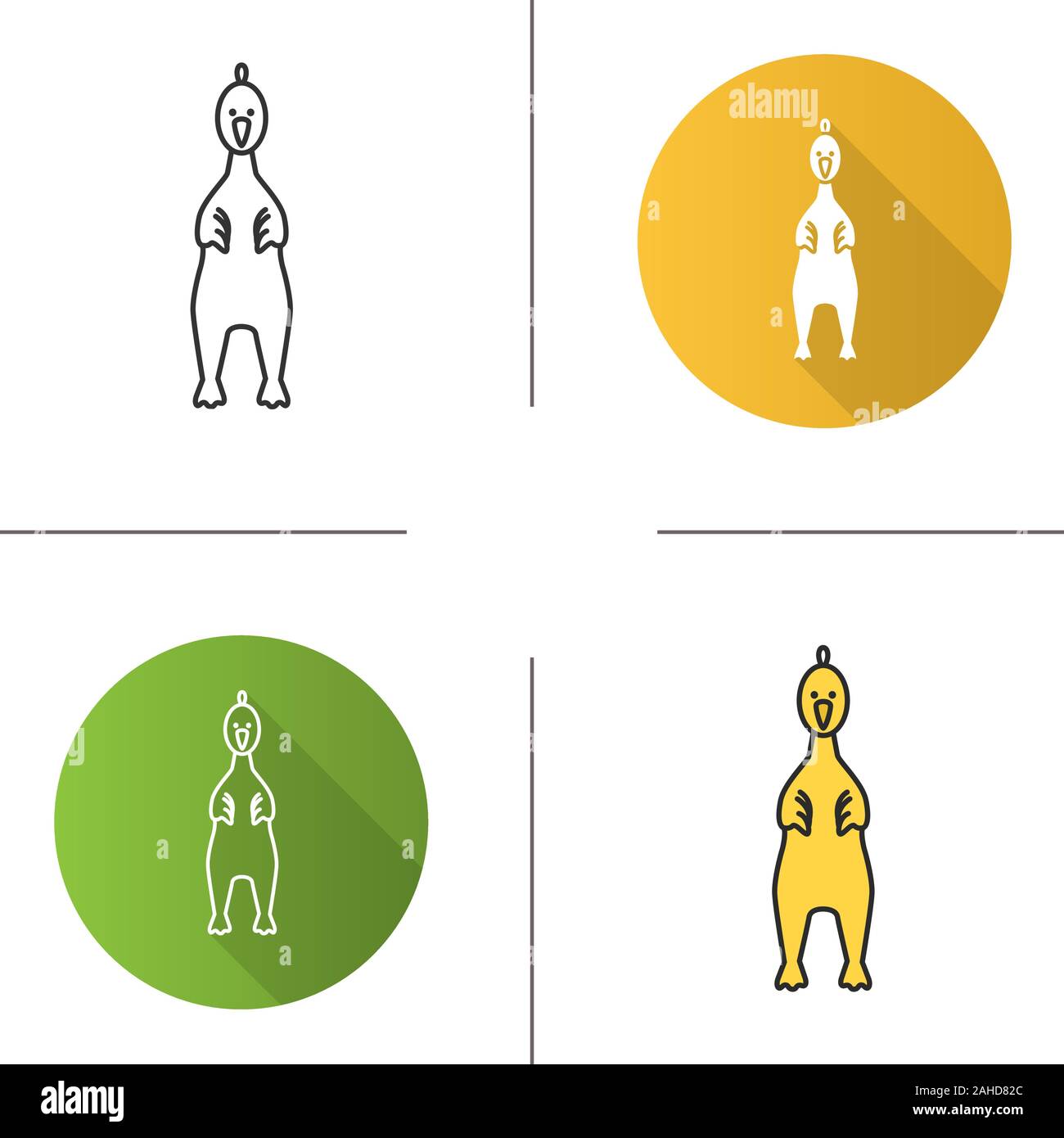 Rubber chicken icon. Flat design, linear and color styles. Dog's chew ...