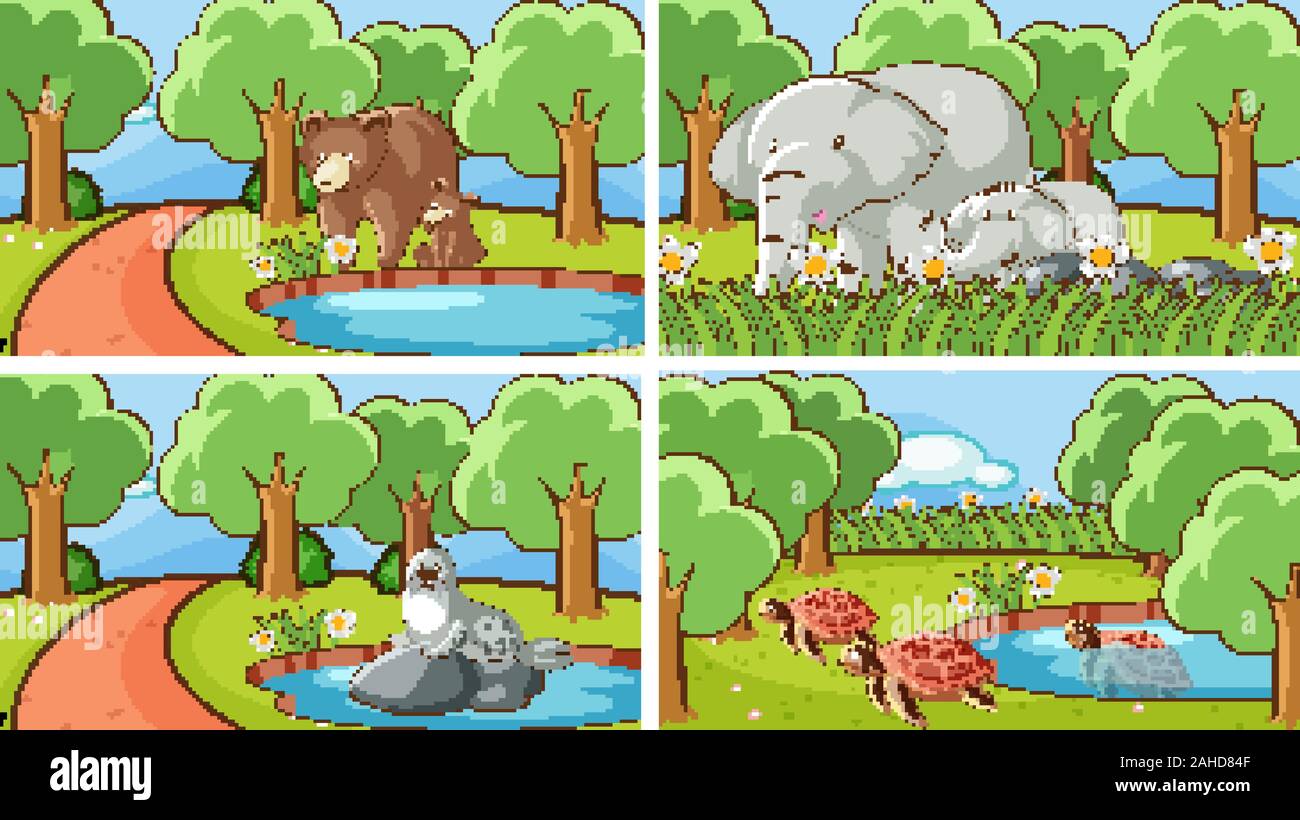 Background scenes of animals in the wild illustration Stock Vector ...
