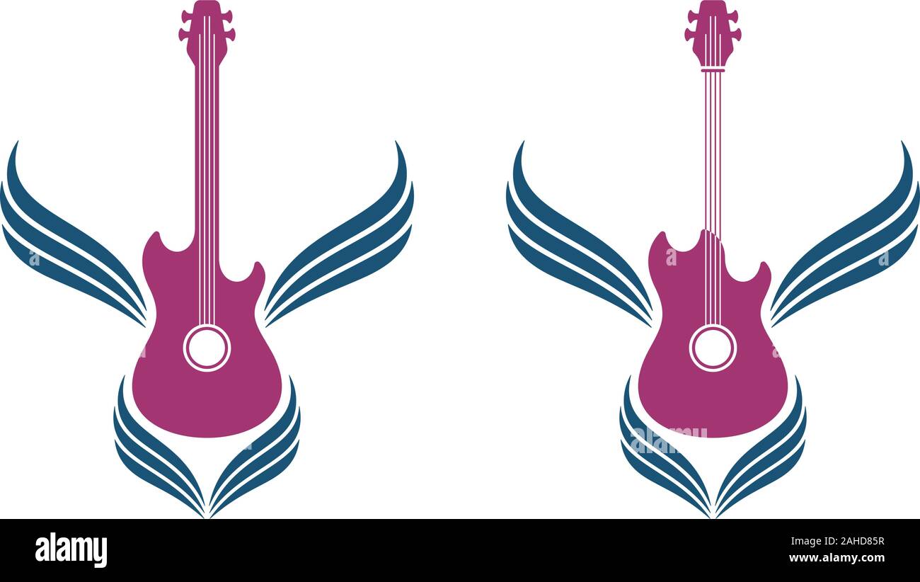 Guitar symbols with wings. Abstract musical instruments icon design ...