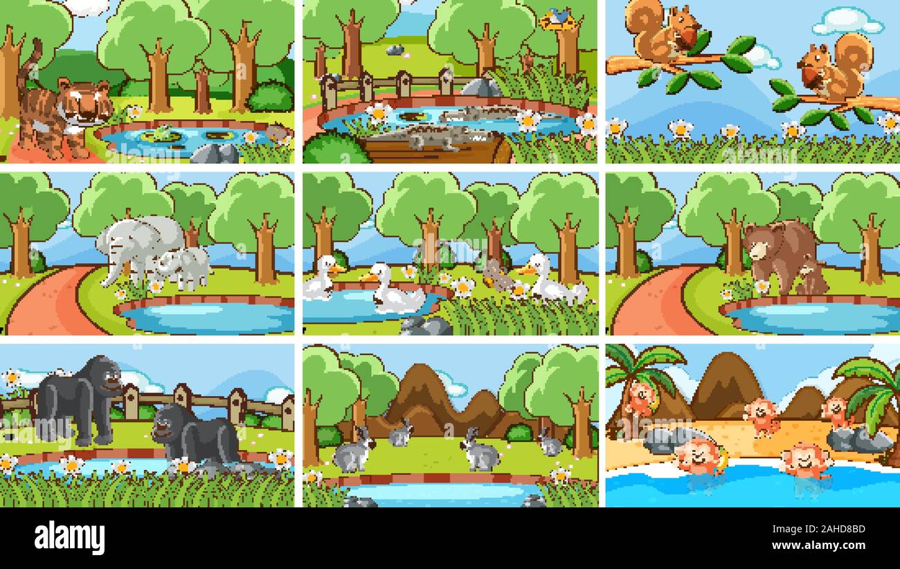 Background scenes of animals in the wild illustration Stock Vector ...