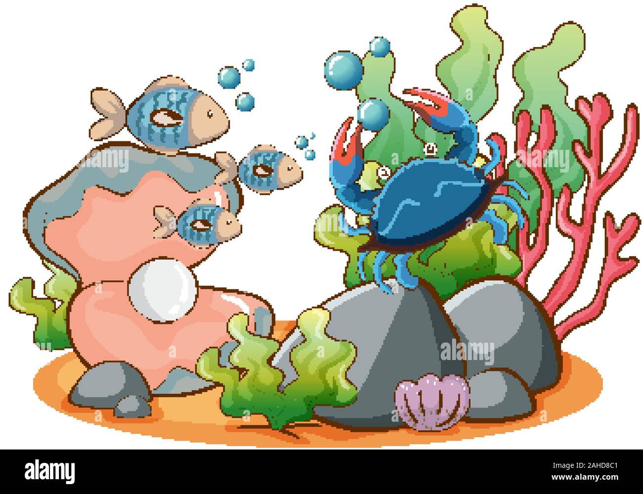 Sea animals on white background illustration Stock Vector Image & Art ...