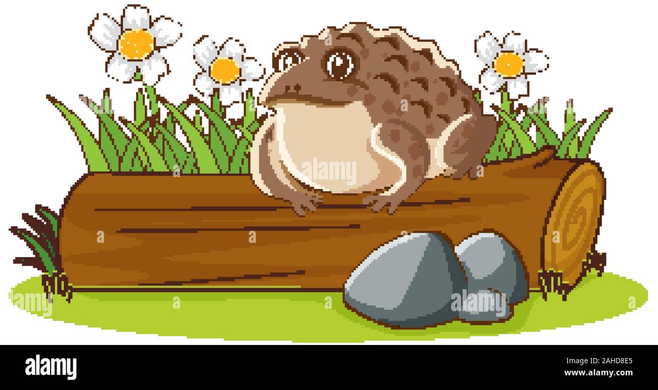 Isolated picture of big toad on log illustration Stock Vector Image ...