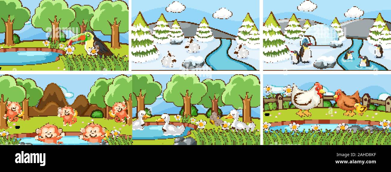 Background scenes of animals in the wild illustration Stock Vector ...
