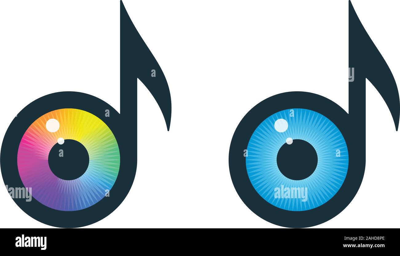 Music note symbols with eyeballs. Music and vision vector icons Stock ...