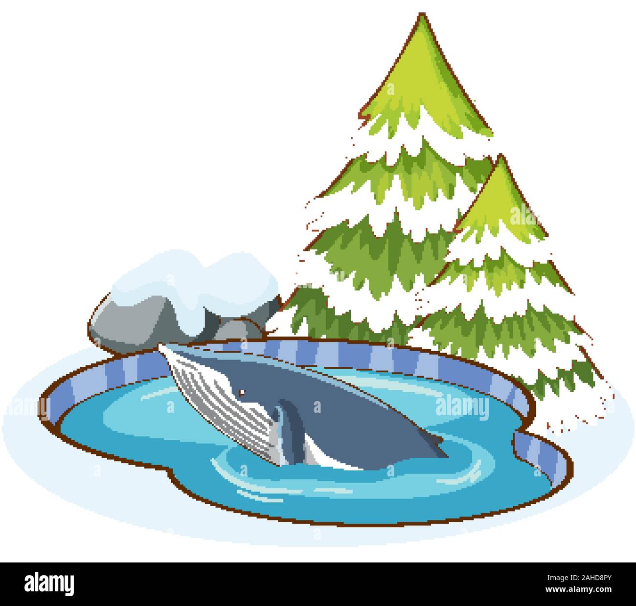 Blue whale in the pond illustration Stock Vector Image & Art - Alamy