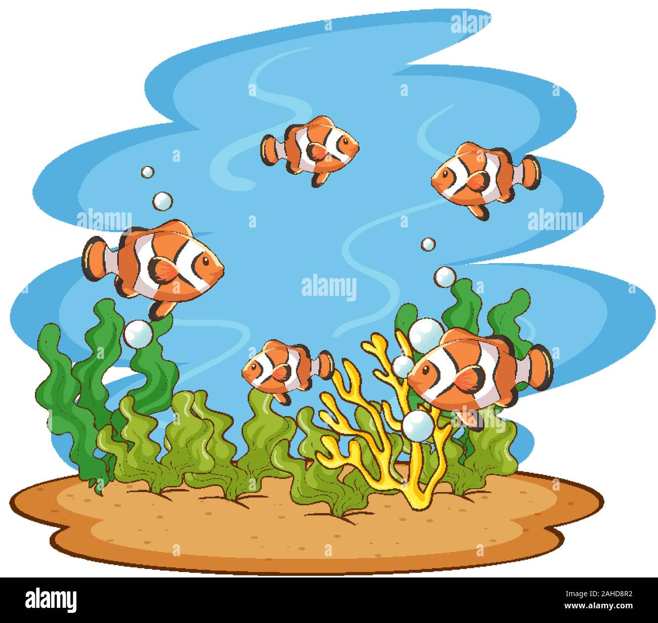 Scene with clownfish swimming in the sea illustration Stock Vector ...