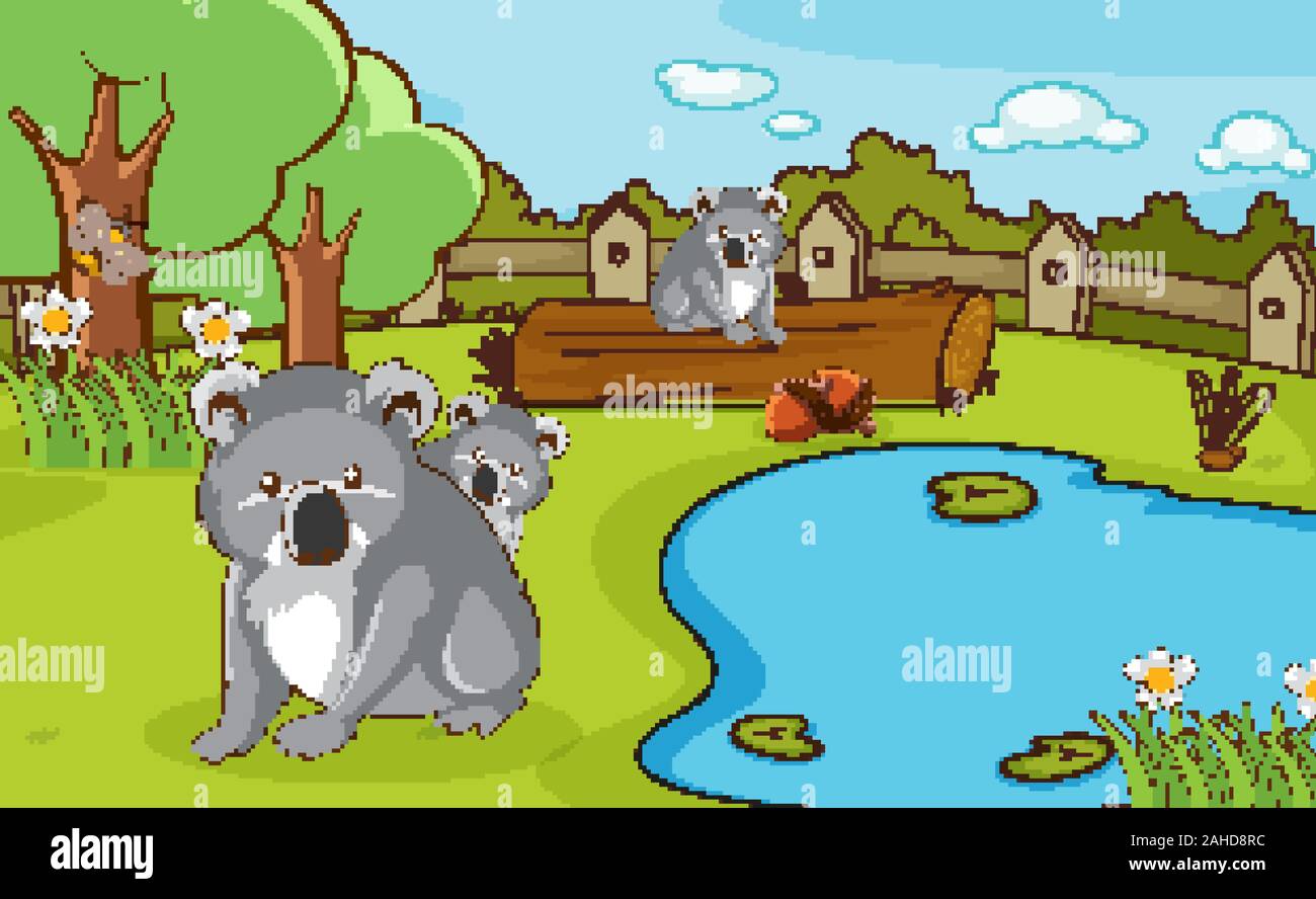 Scene with koalas in the park illustration Stock Vector Image & Art - Alamy