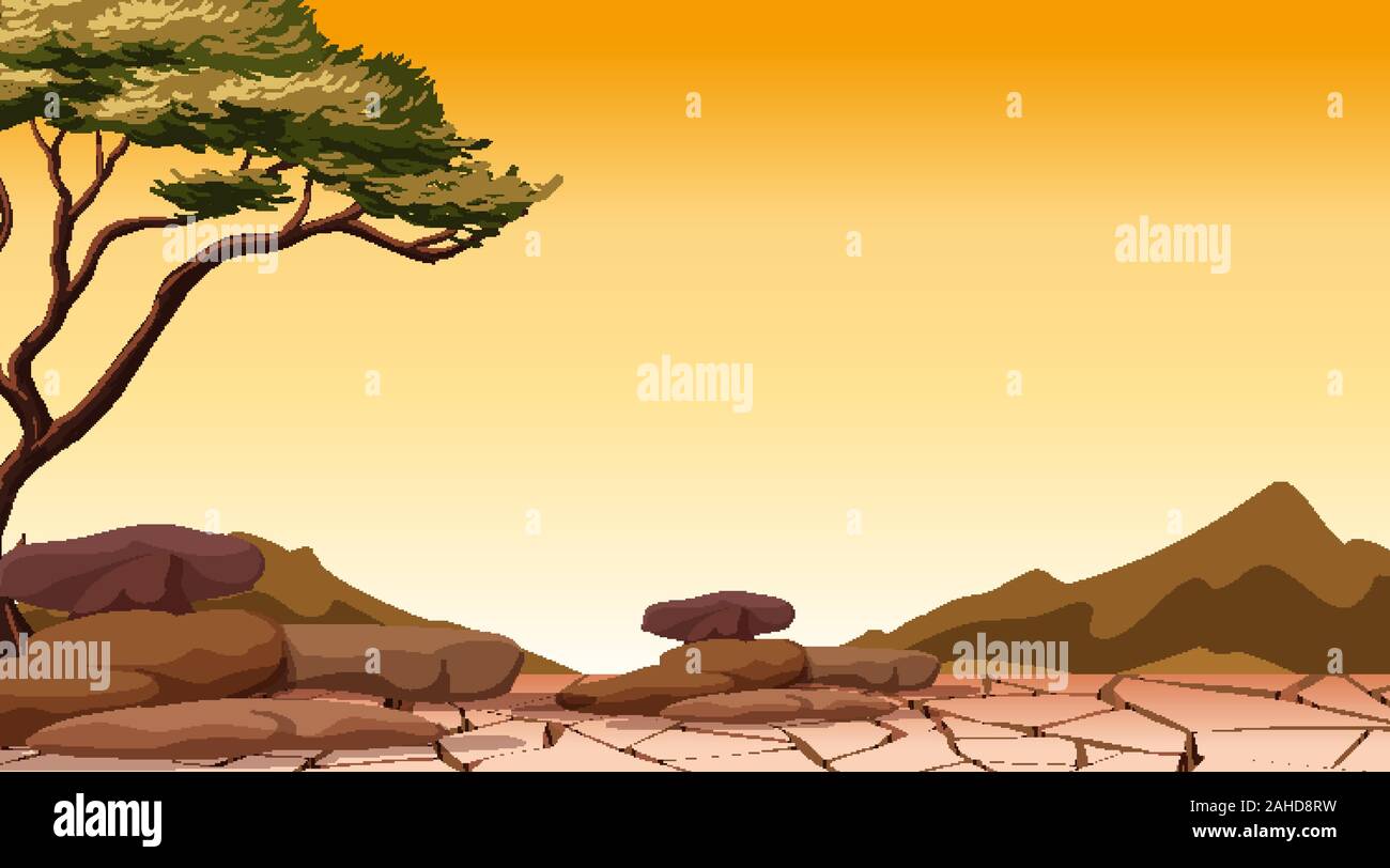 Background scene with tree in the dry land illustration Stock Vector ...