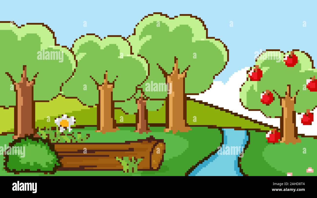 Scene with trees in the park illustration Stock Vector Image & Art - Alamy