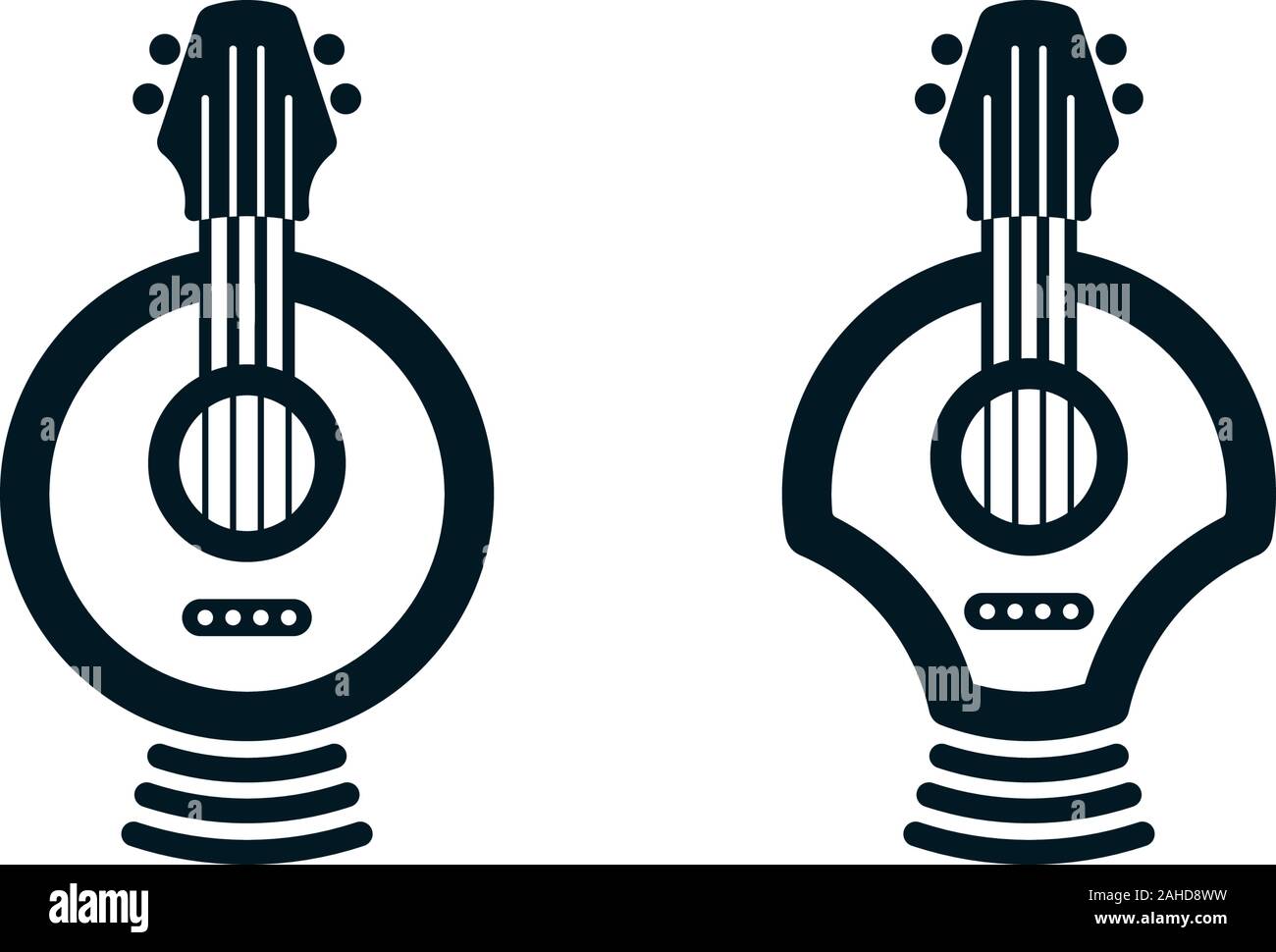Abstract guitar fretboard symbols. Unusual musical instruments icon ...