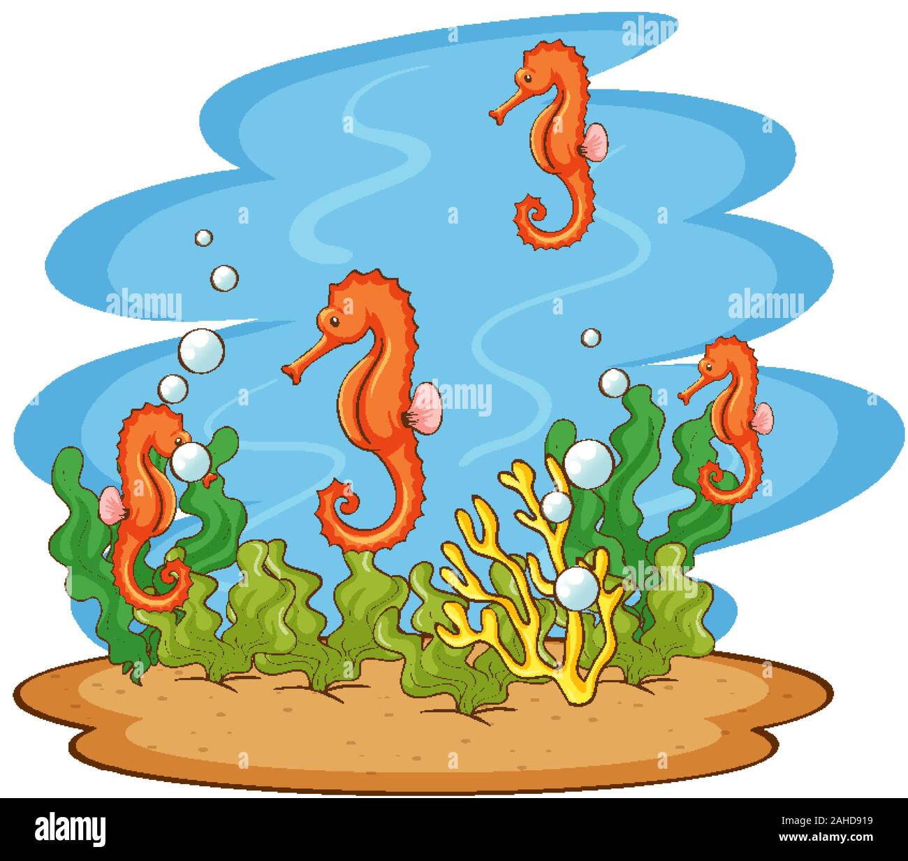Scene with seahorses swimming underwater illustration Stock Vector ... Scene with seahorses swimming underwater illustration Stock Vector ...