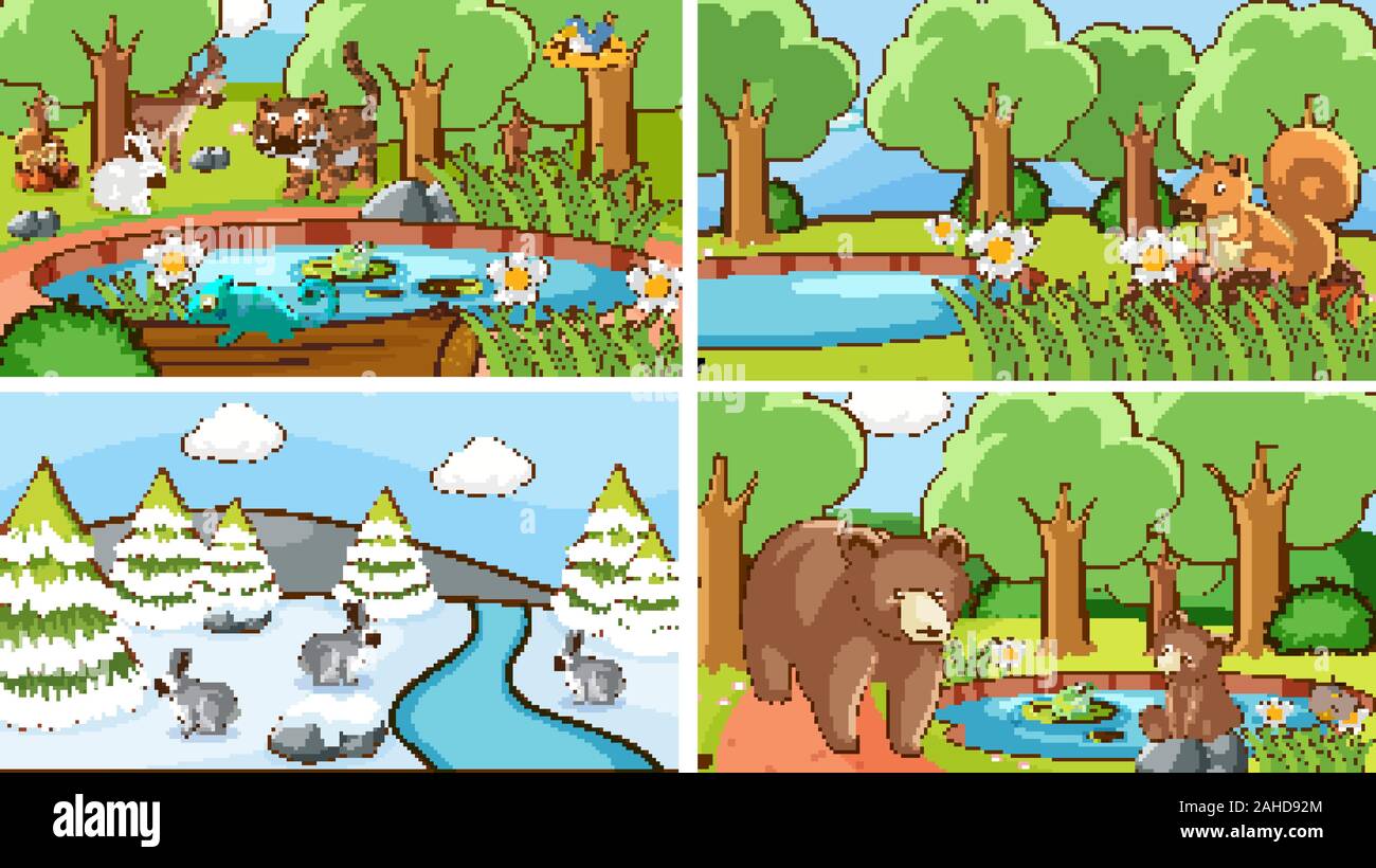 Background scenes of animals in the wild illustration Stock Vector ...
