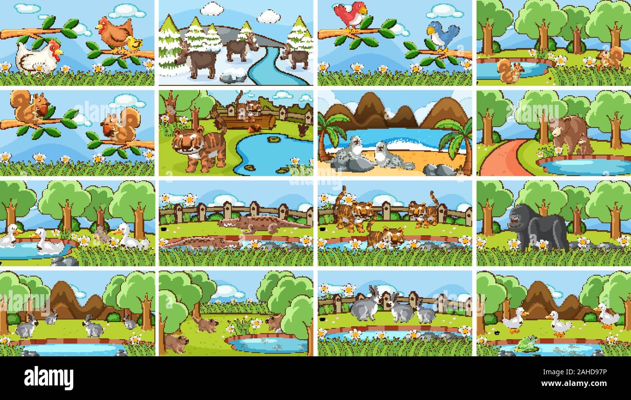 Background scenes of animals in the wild illustration Stock Vector ...