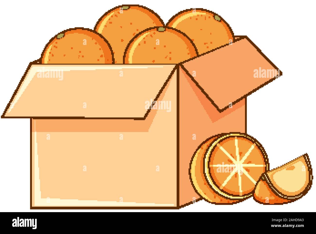 Box of oranges on white background illustration Stock Vector Image ...