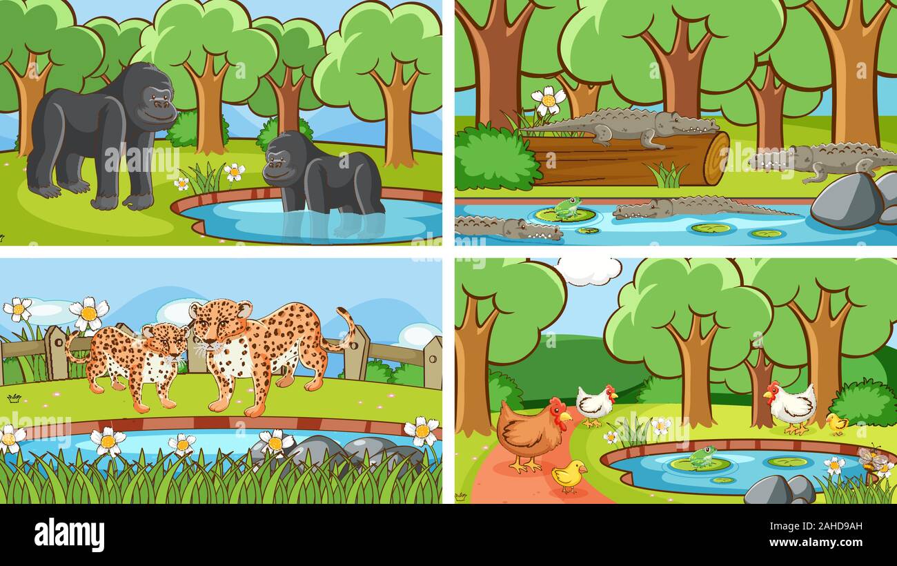 Background scenes of animals in the wild illustration Stock Vector ...