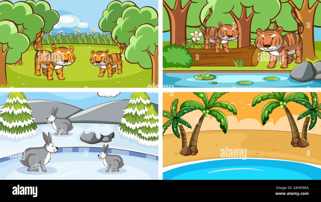 Background scenes of animals in the wild illustration Stock Vector ...