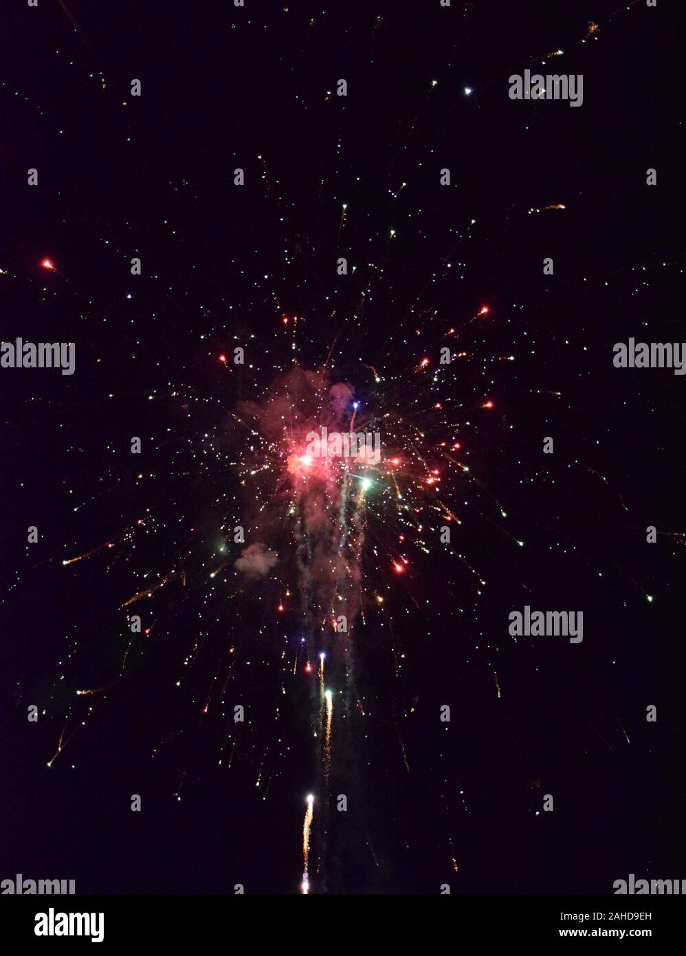 Celebration with fireworks at the night. Firecracker to celebrate a new ...